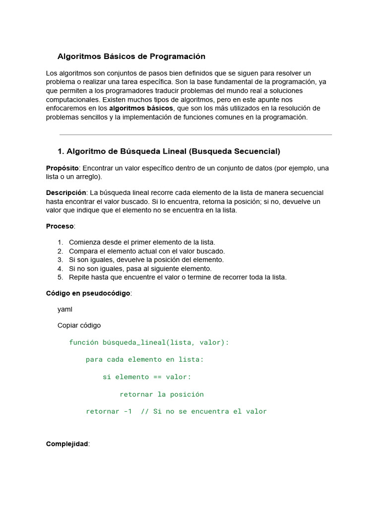 Algoritmos Básicos de Programación | PDF | Algoritmos | Programación de computadoras