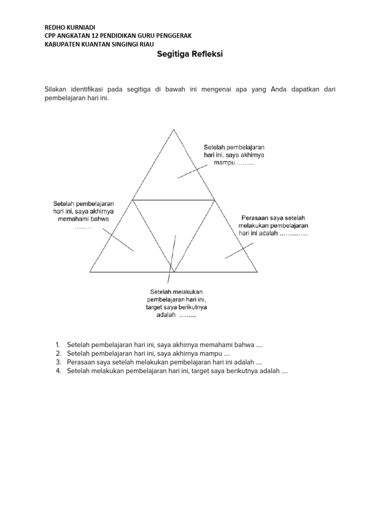 Refleksi Model Segitiga | PDF | Karier & Perkembangan | Pengembangan Diri