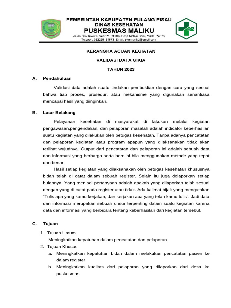 KAK Validasi Data Gikia | PDF | Karier & Perkembangan | Bisnis