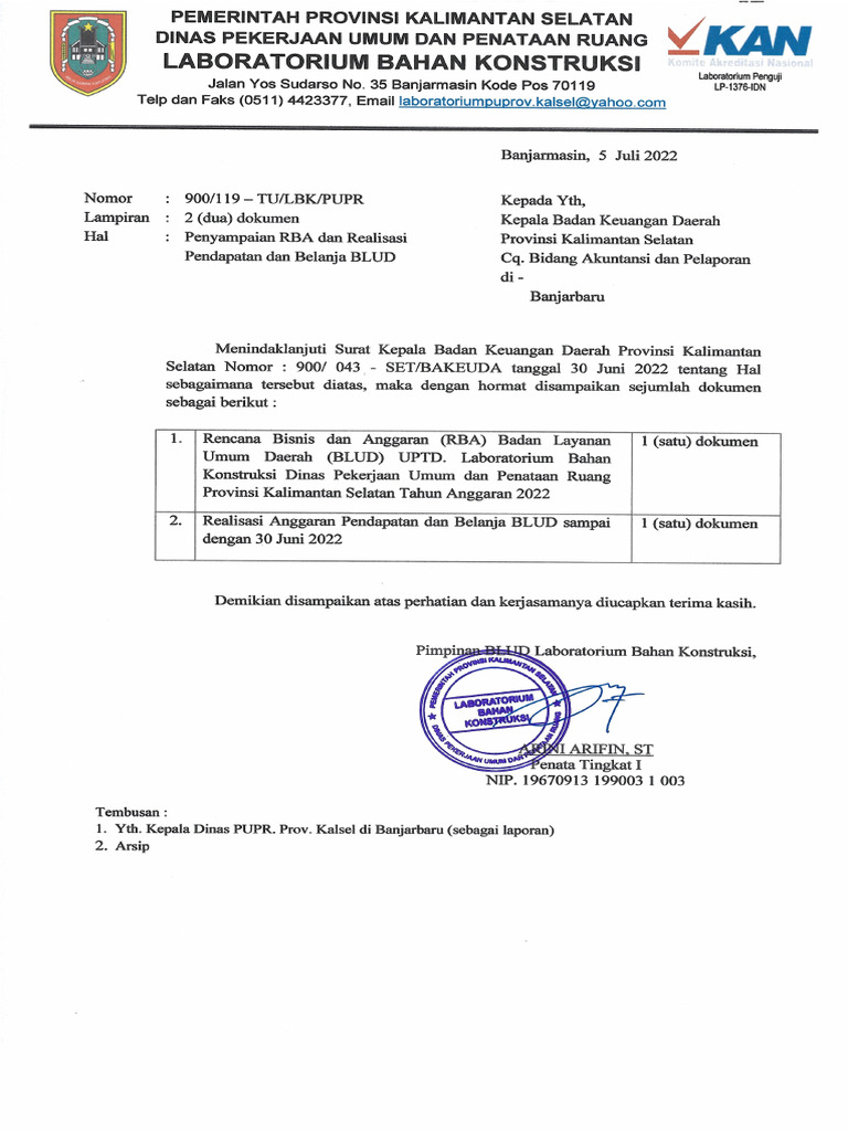 Dokumen RBA Dan Realisasi Pendapatan Belanja BLUD LBK TA. 2022 | PDF