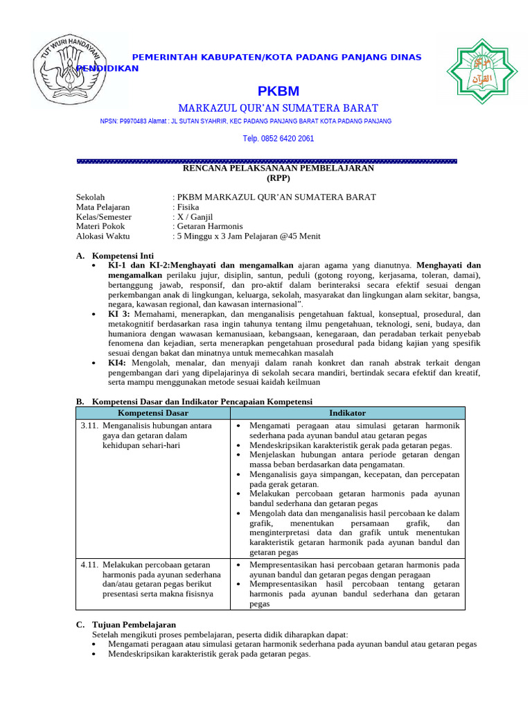 RPP 11 Getaran Harmonis | PDF