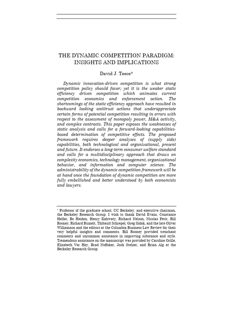 The Dynamic Competition Paradigm Insights and Impl | PDF | Competition ...