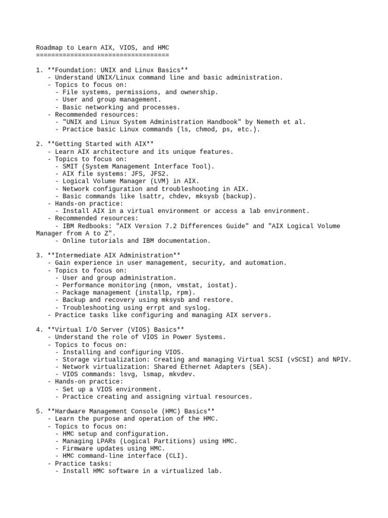 AIX VIOS HMC Roadmap | PDF | System Software | Computer Architecture