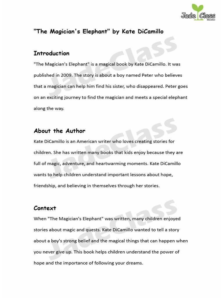 F3-06 The Magician's Elephant by Kate DiCamillo | PDF