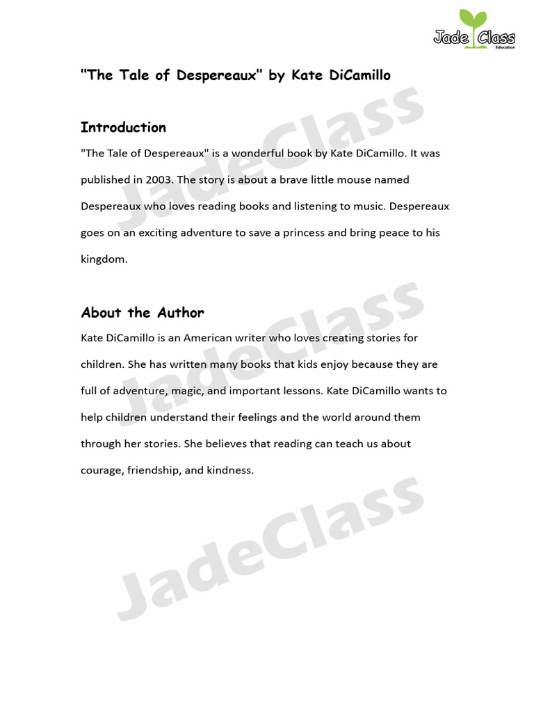 F3-05 The Tale of Despereaux by Kate DiCamillo | PDF