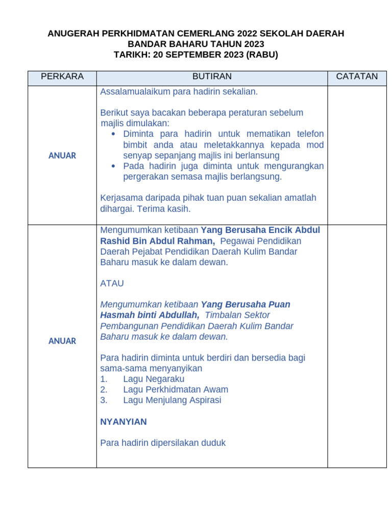 Majlis APC 2022 Teks APC BB | PDF