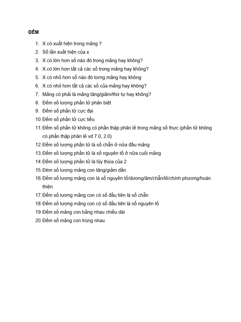 BaiTapTongHop-Dem | PDF