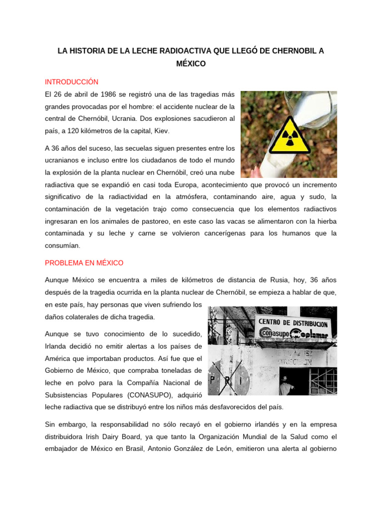 Leche Radiactiva en México: Chernóbil 1986 | PDF | México | Contaminación