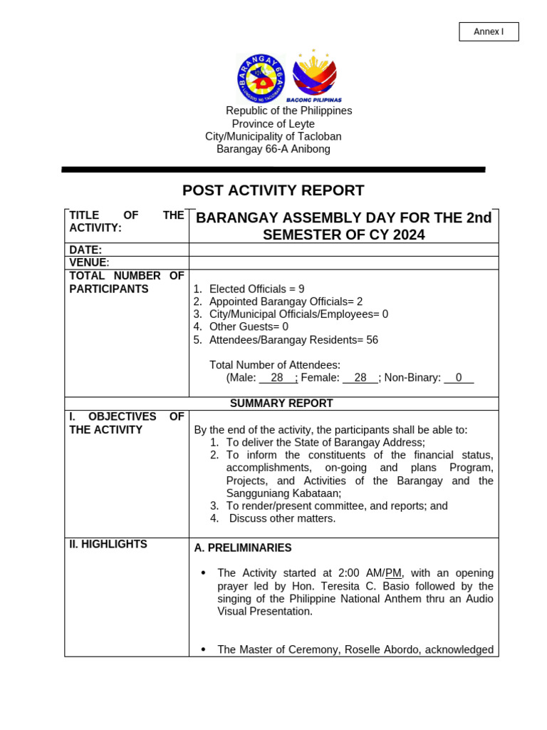 Annex I - Post Activity Report Template | PDF