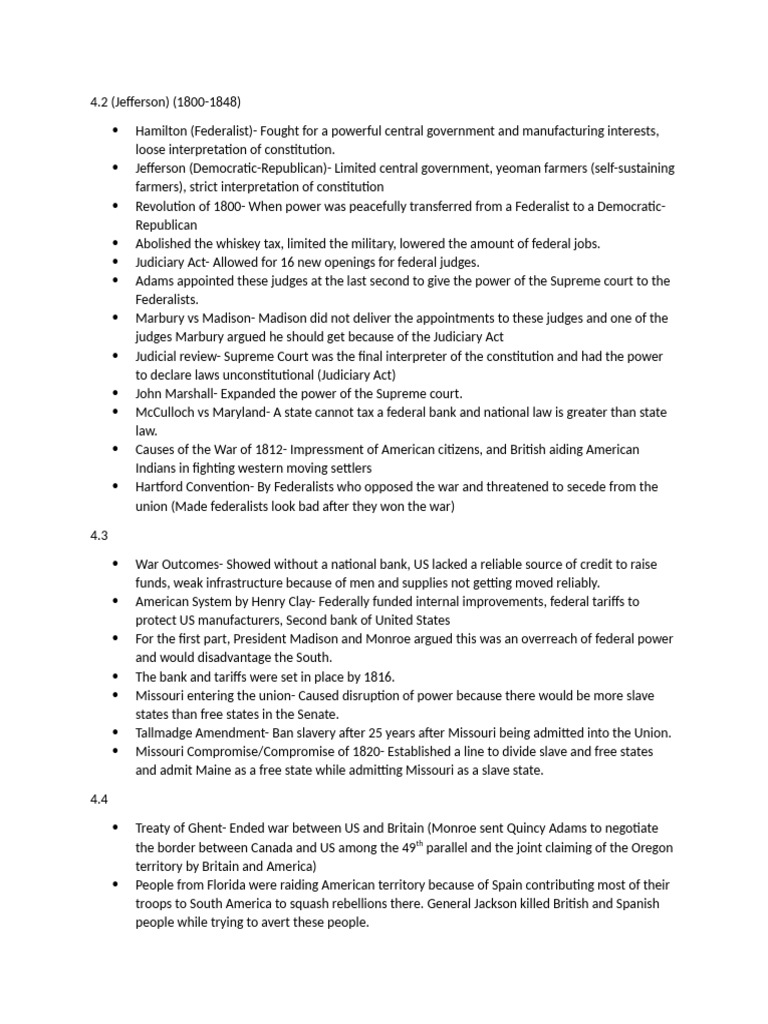 APUSH Unit 4 Review | PDF | Federalist Party | Abolitionism In The ...