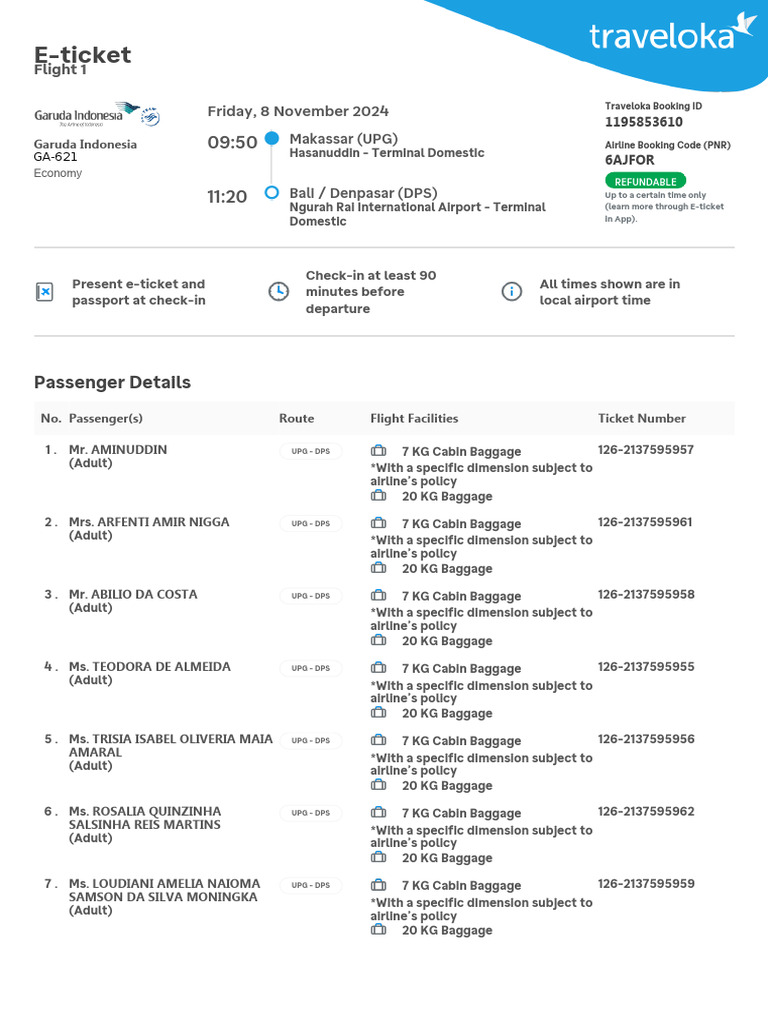 Siti Nurul Haliza-UPG-6AJFOR, HDC7WP-DPS-FLIGHT - ORIGINATING | PDF | Aviation | Transport