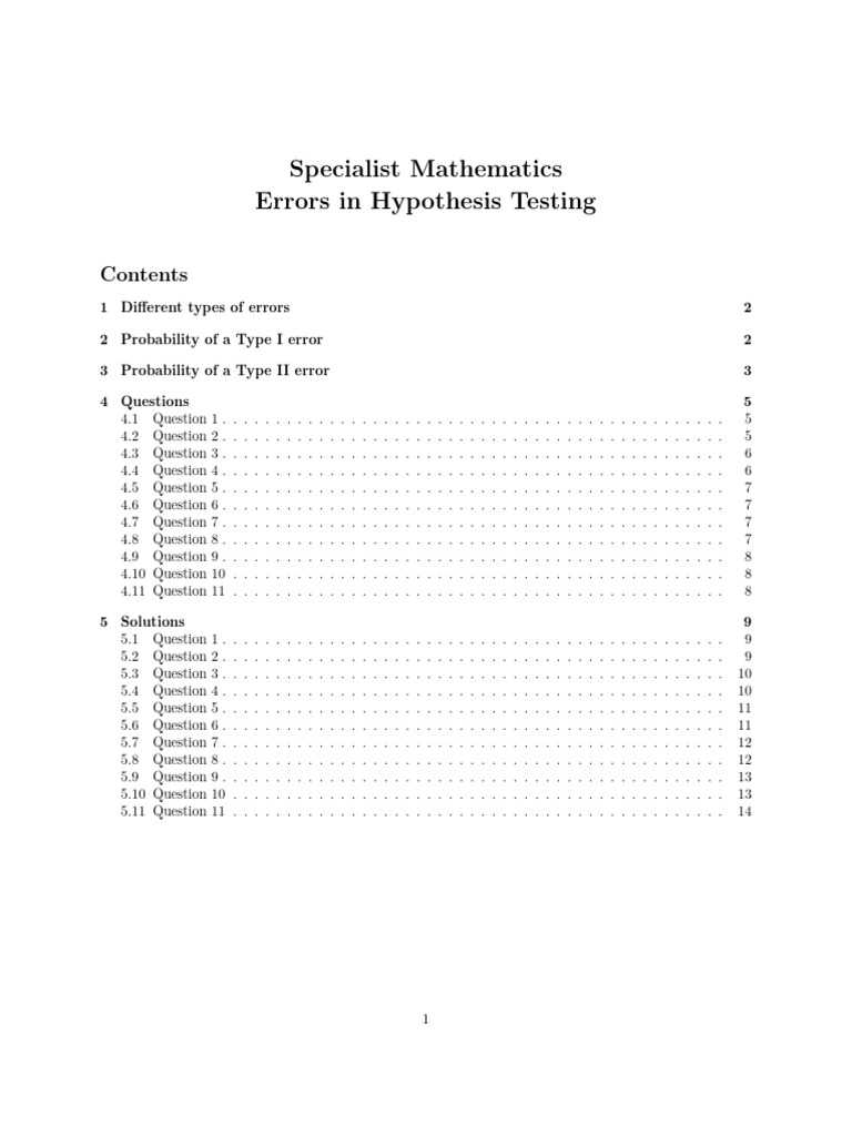 12SMA Hypothesis Testing Errors | PDF | Type I And Type Ii Errors | P Value
