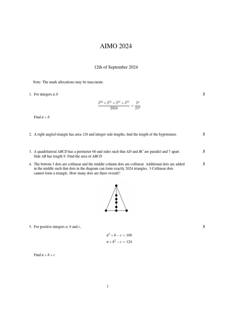 Aimo 2024 | PDF | Rectangle | Triangle