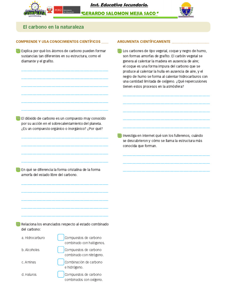 B-3º - Prac-Act 2 Cyt Und 6 | PDF | Carbón | Oxígeno