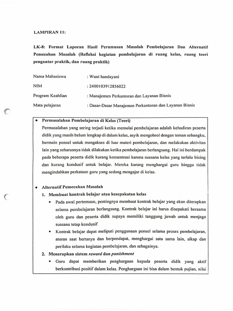 Wuni Handayani - LK 11 | PDF