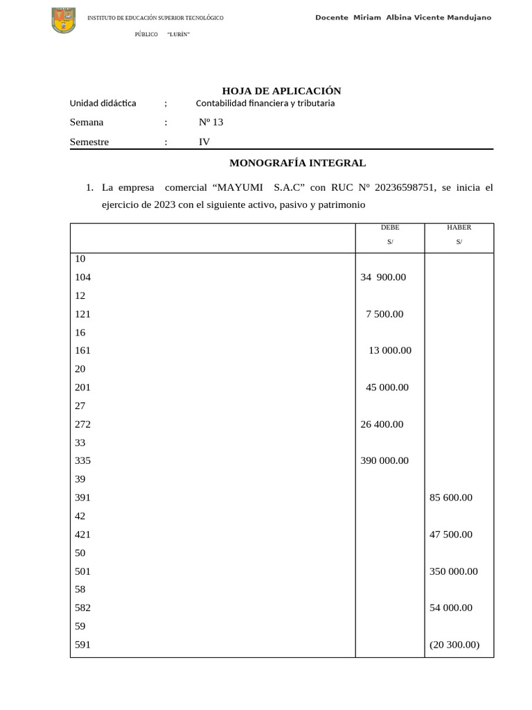 Hoja de Apli. Sem 13 | PDF | Economias | Negocios económicos