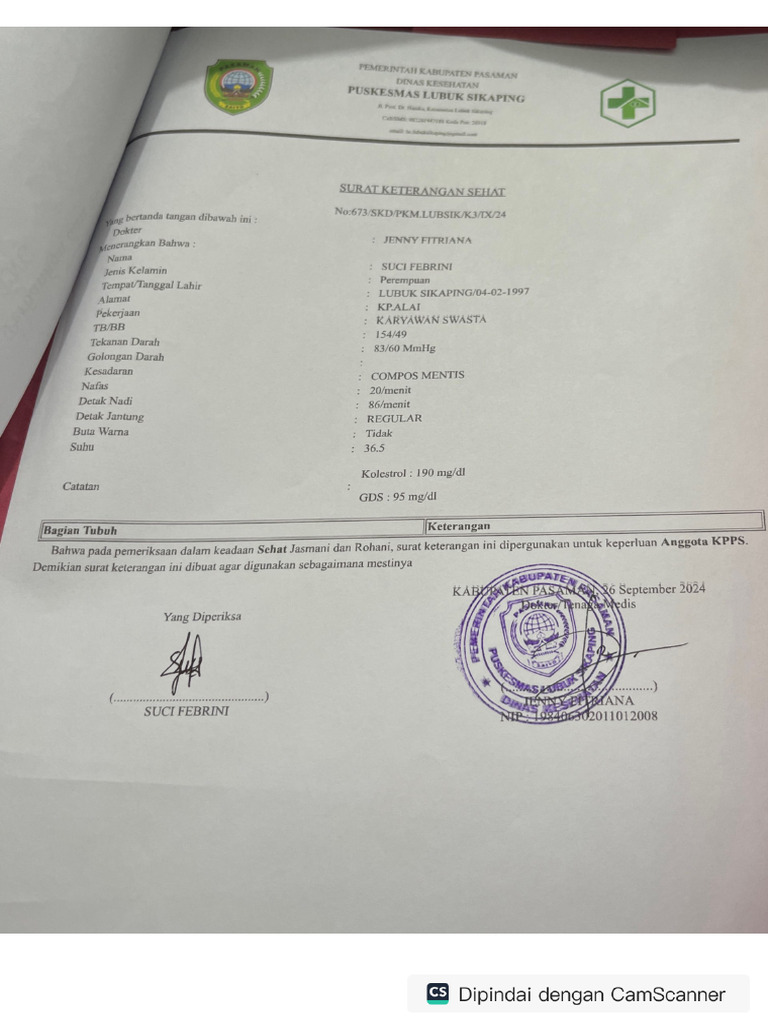 Surat Kesehatan | PDF