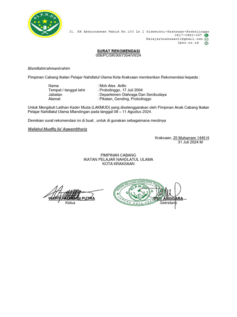 Surat Mandat Alex | PDF