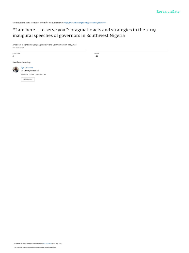 G.T's Paper 2 Pragmatic Acts in Governor's Speeches | PDF | Rhetoric ...