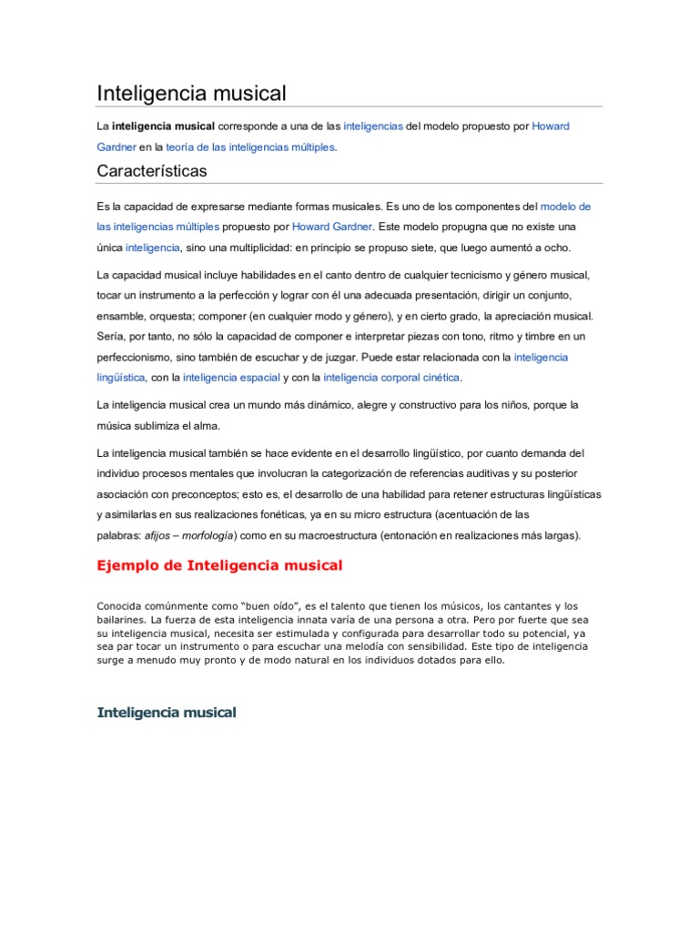Inteligencia Musical | PDF | Inteligencia | Cognición