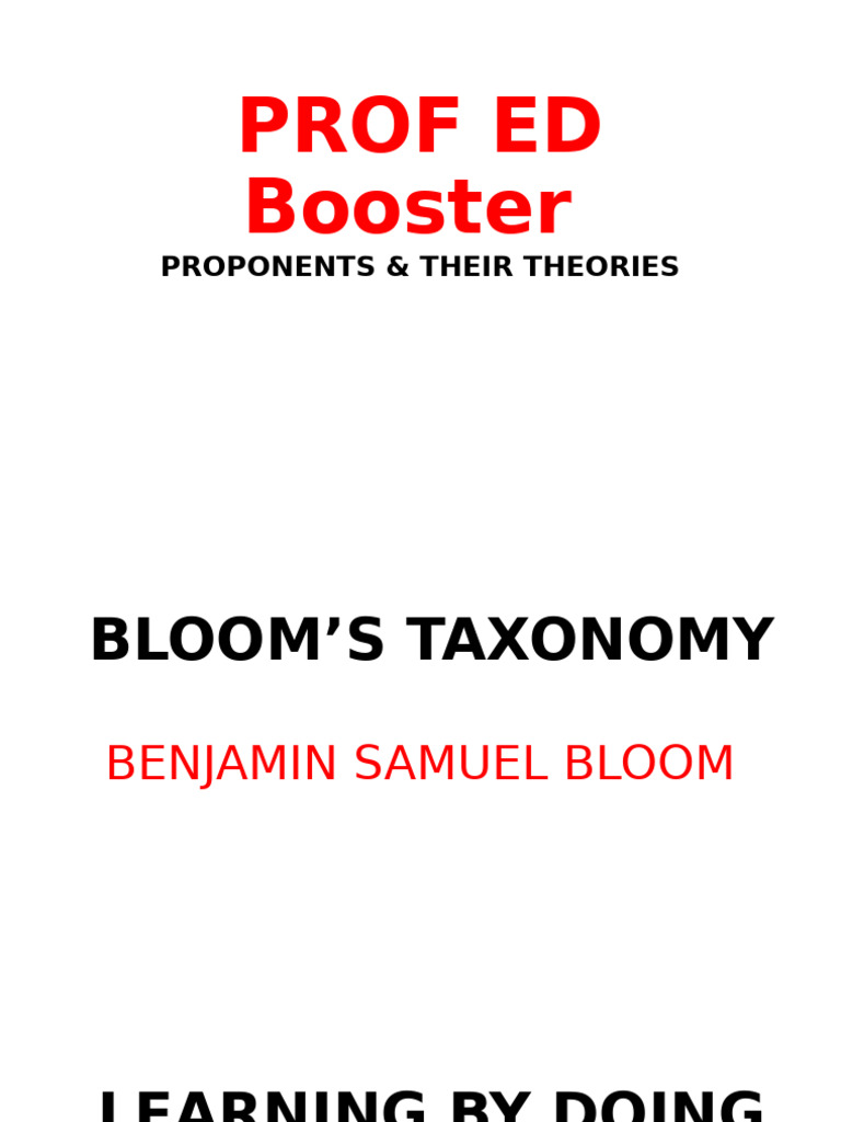 1 Prof Ed Booster Proponents Their Theories | PDF | Psychology ...