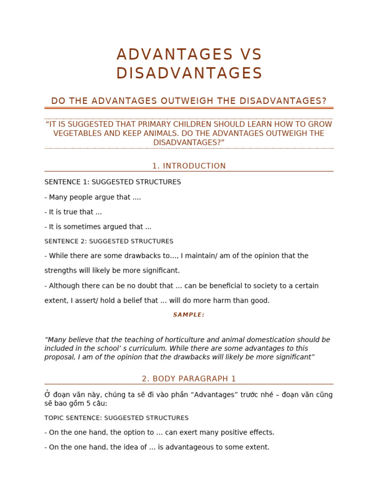 ADVANTAGES VS DISADVANTAGES | PDF