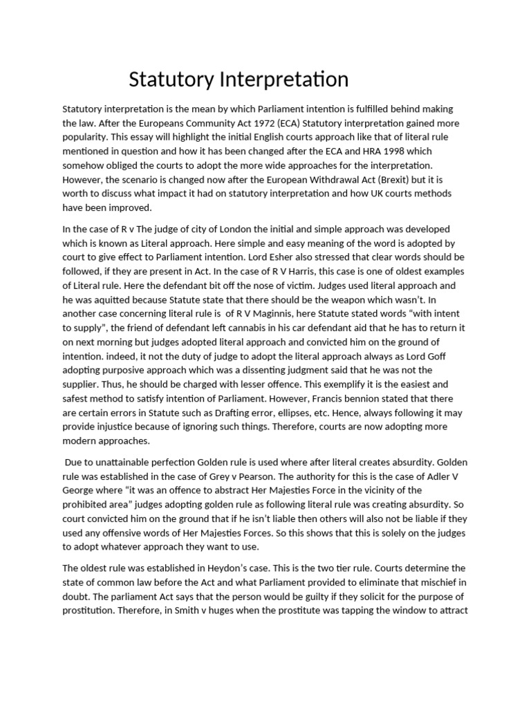 Statutory Interpretation | PDF | Plain Meaning Rule | Justice