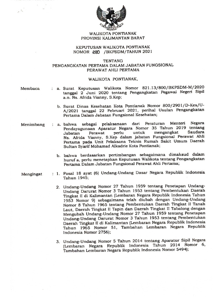 SK Pengangkatan Pertama Jabfung | PDF