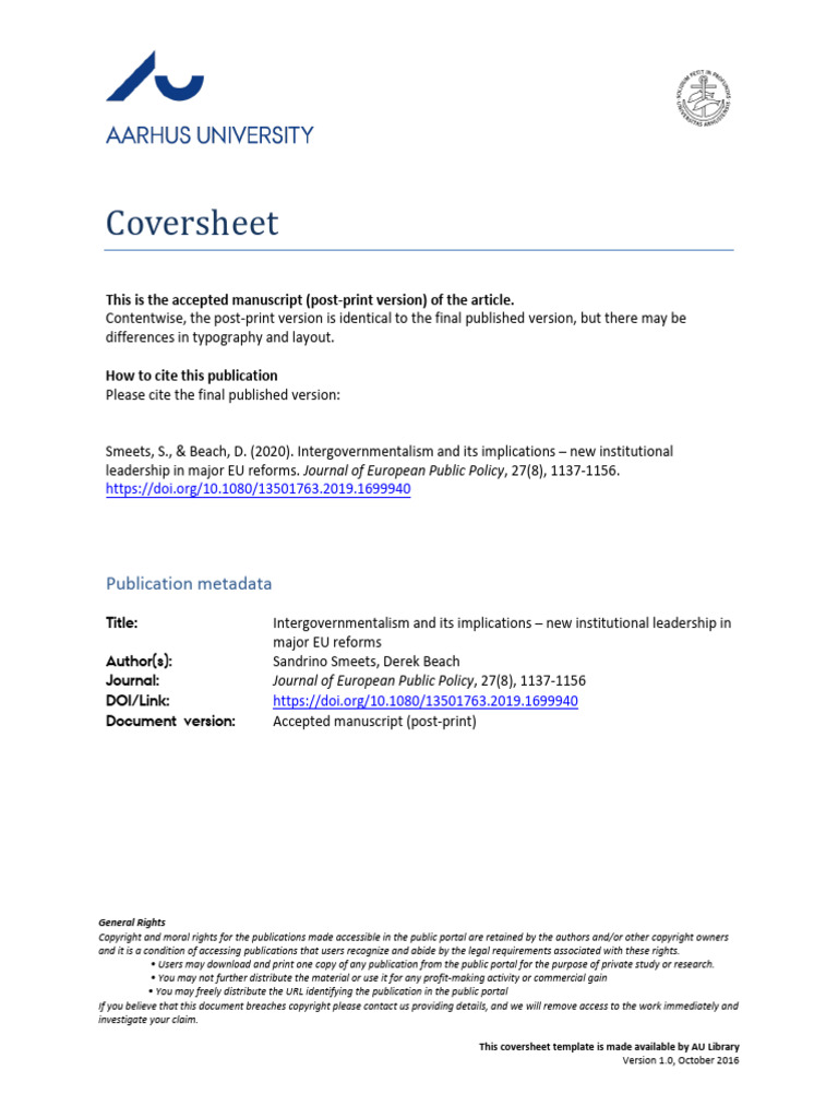 Jurnal 3 Intergovernmentalism and Its Implications 2020 | PDF ...