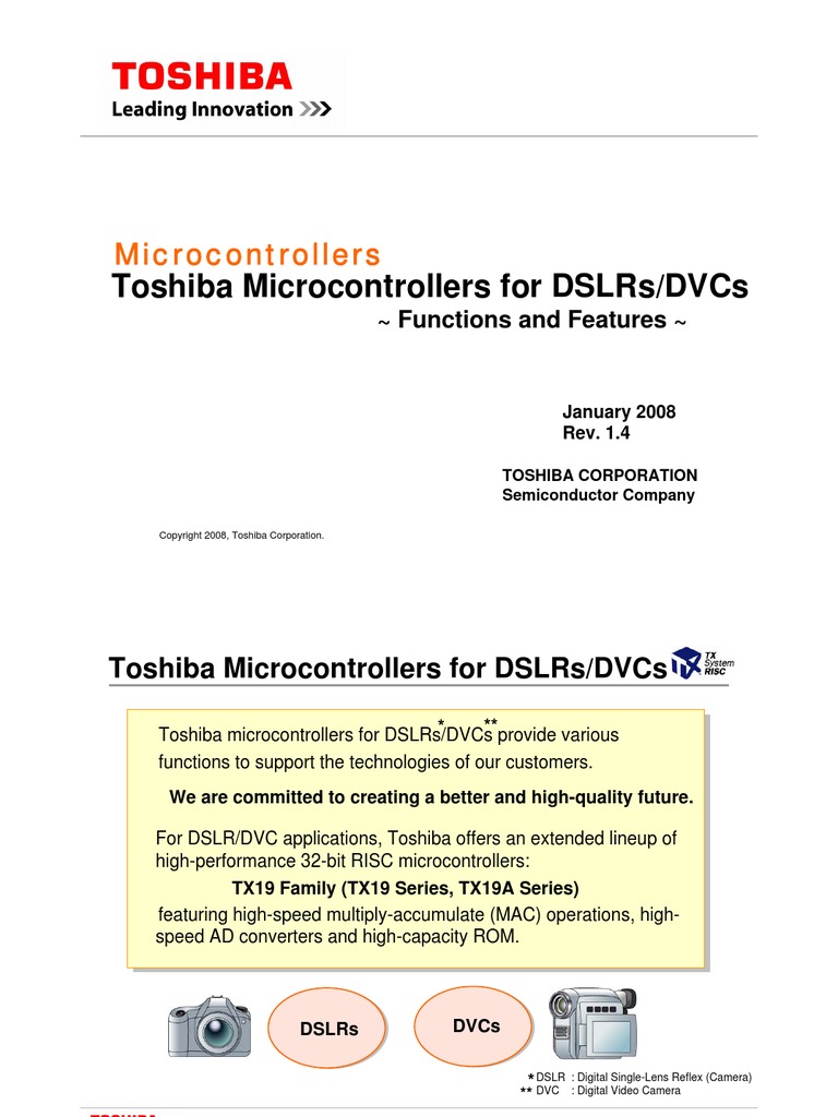 Toshiba Microcontrollers For Dslrs/Dvcs | PDF | Microcontroller | Flash ...