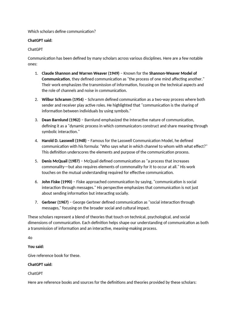 Scholarly Definitions of Communication | PDF | Communication | Methodology
