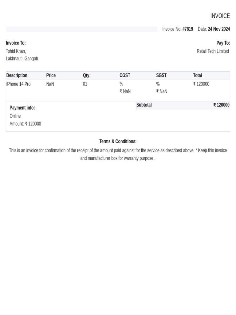 E-Commerce Invoice Template 3 | PDF