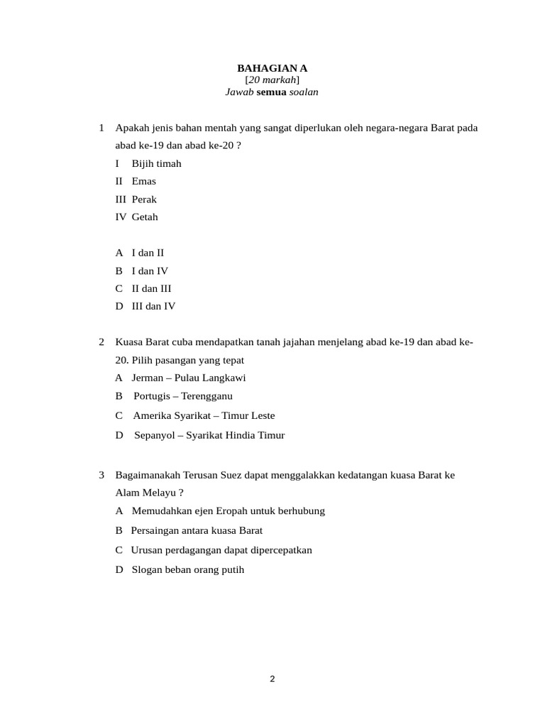 Final Soalan Sejarah UASA F3 2024 | PDF