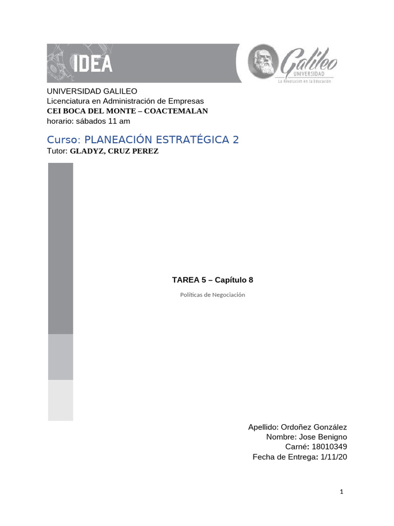 TAREA 5 Capitulo 8 Planeacion | PDF | Business | Liderazgo
