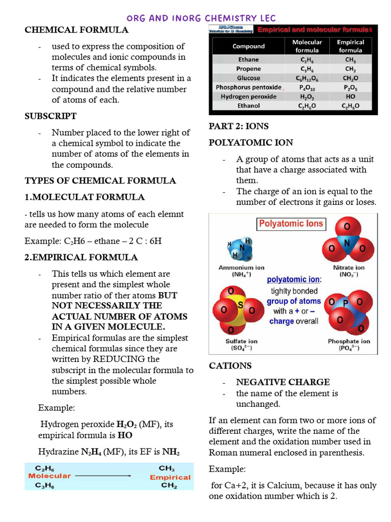 Chemical Formula | PDF | Chemical Compounds | Ion