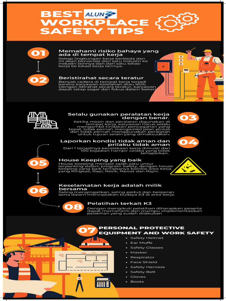 Orange Best Workplace Safety Tips Infographic | PDF