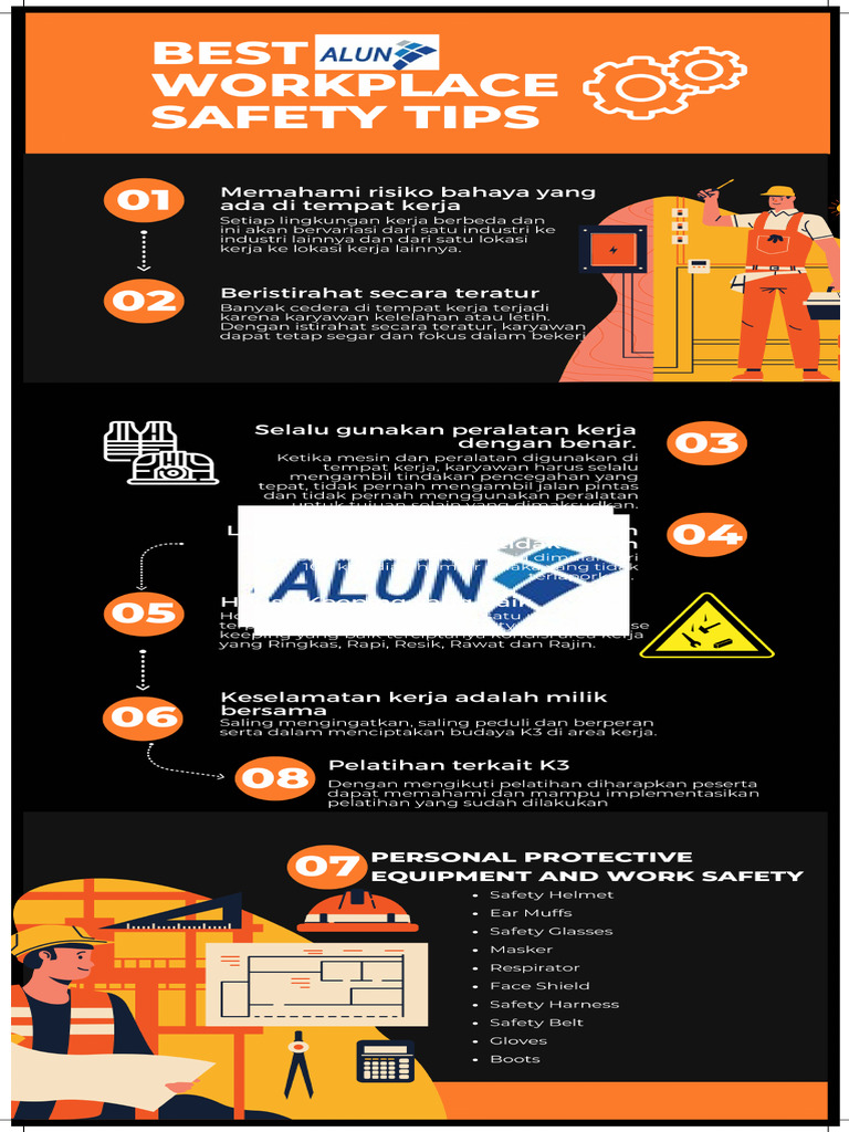 Orange Best Workplace Safety Tips Infographic | PDF