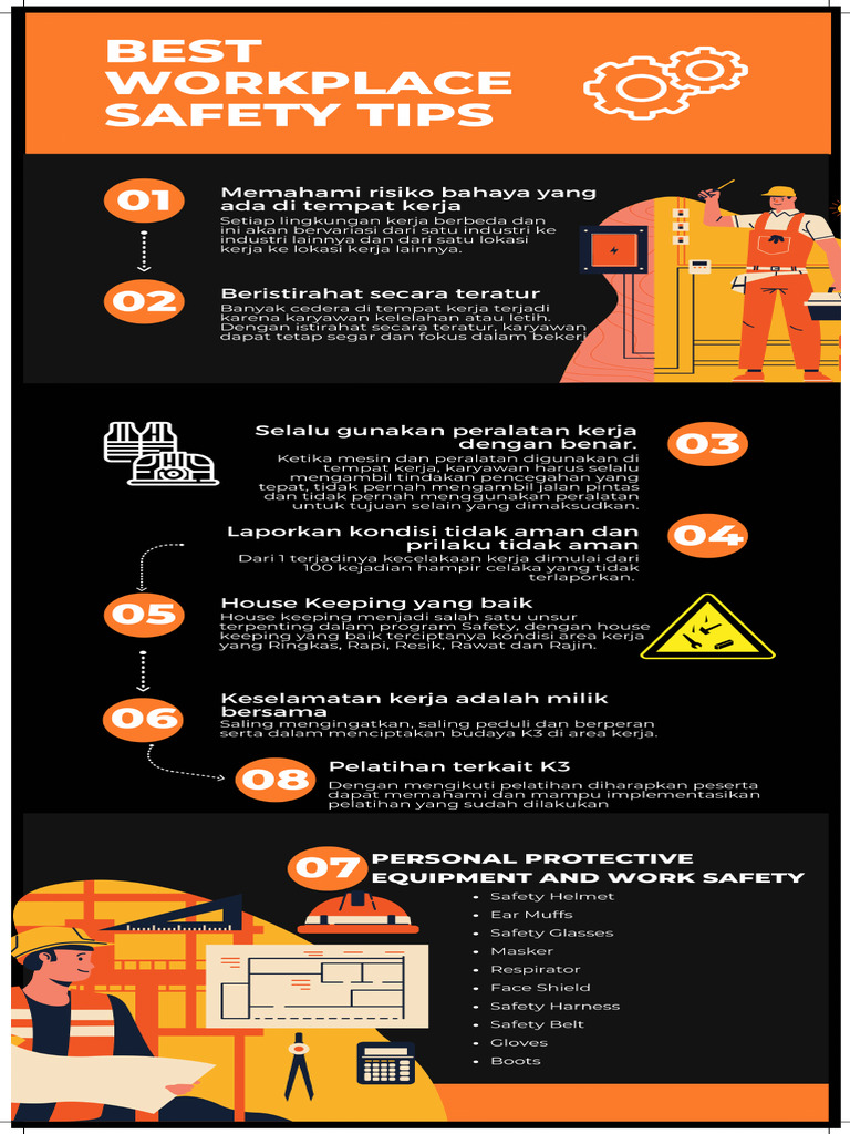 Orange Best Workplace Safety Tips Infographic | PDF