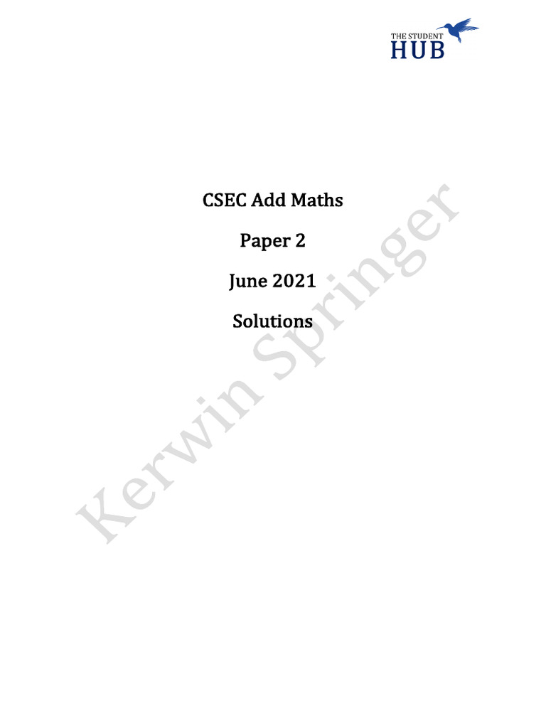 CSEC Add Maths June 2021 Solutions | PDF | Gradient | Circle