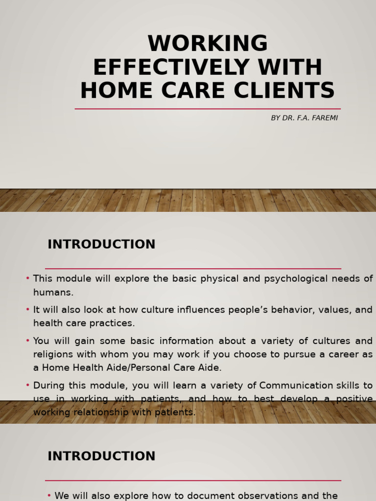 MODULE 2 Working Effectively With Home Care Clients | PDF ...