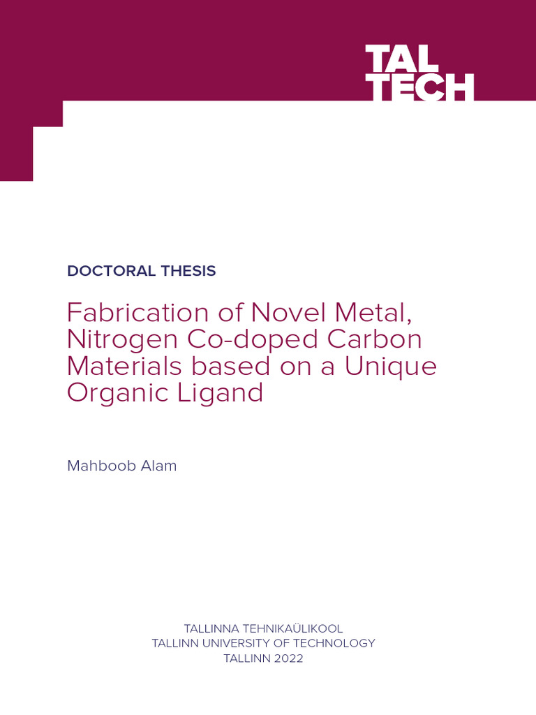 Fabrication of Novel Metal, Nitrogen Co-Doped Carbon Materials Based On A Unique Organic Ligand ...