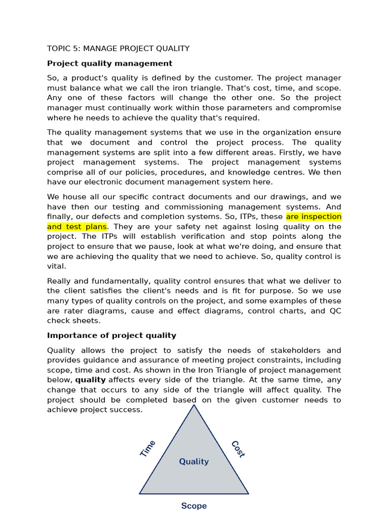 Effective Project Quality Management | PDF | Performance Indicator ...