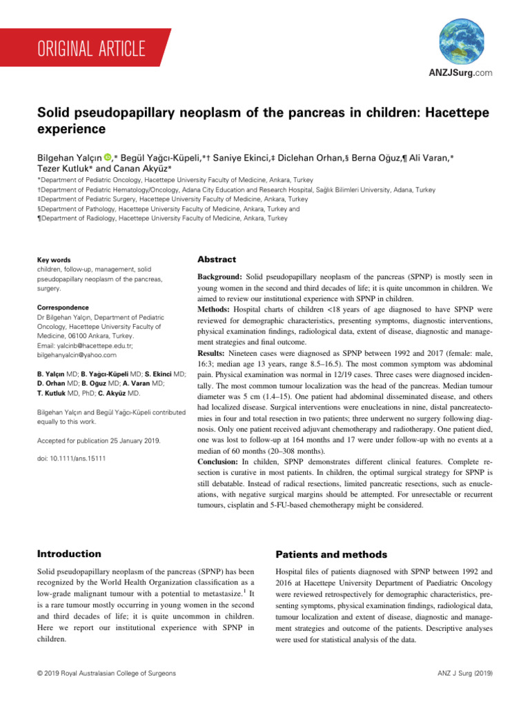 Solid Pseudopapillary Neoplasm of The Pancreas in Children | PDF ...