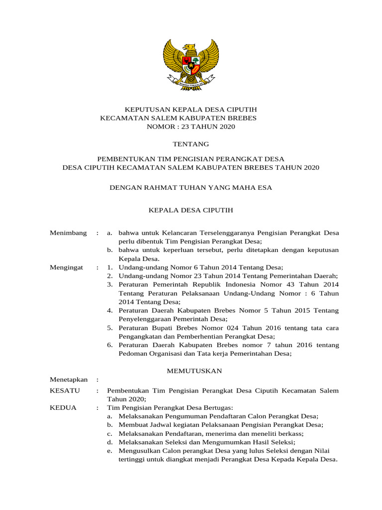 23 SK Pan Pengisian Perangkat Desa | PDF