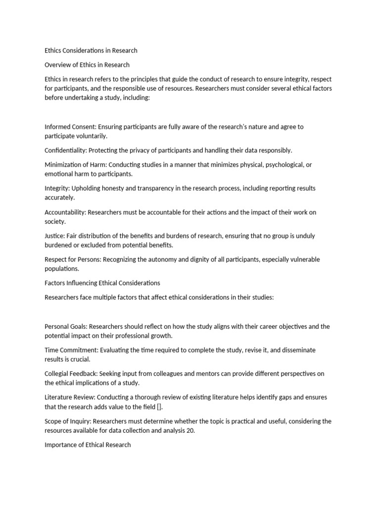 Ethics Considerations in Research | PDF | Integrity | Credibility