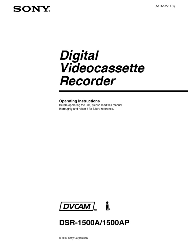 Sony DSR 1500 User Manual | PDF | Video | Digital Audio