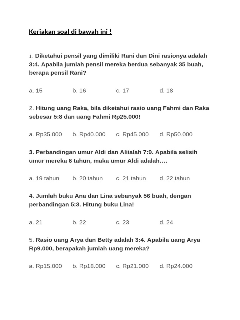 Soal Rasio | PDF