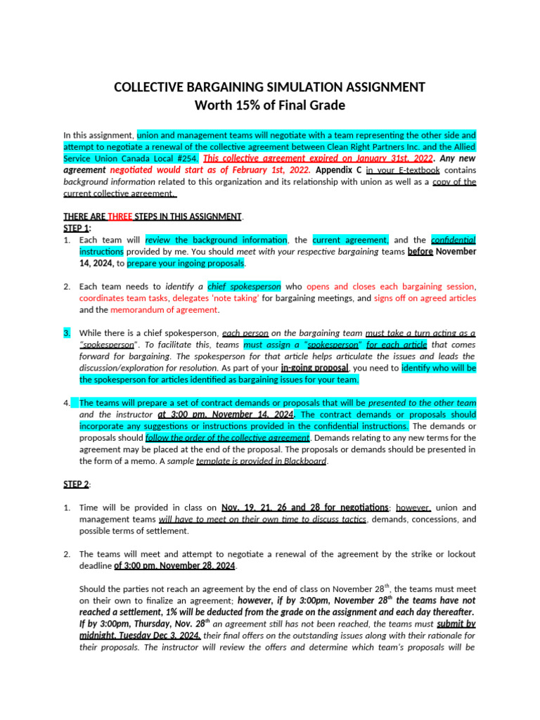 Negotiation Simulation Instructions 2024 | PDF | Finance & Money Management