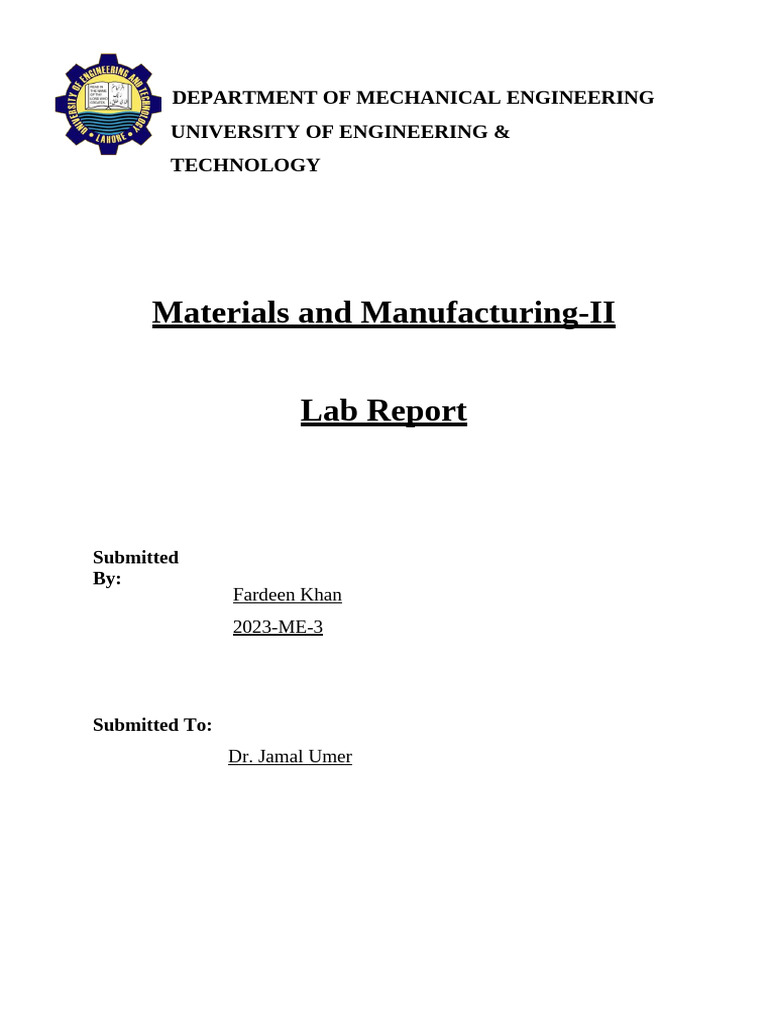 M&M 2 Lab | PDF | Machining | Secondary Sector Of The Economy