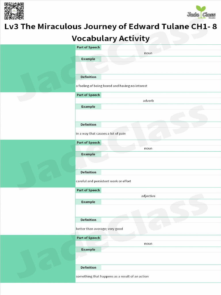 Lv3 The Miraculous Journey of Edward Tulane CH1 - 8 - Vocabulary ...